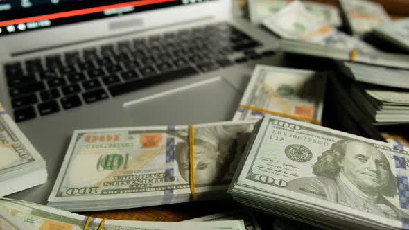 Lots of Money and Computer, Stock Footage | VideoHive