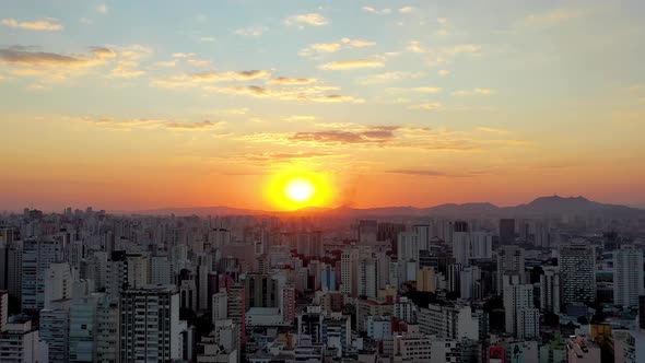 Sunset Sao Paulo Brazil. Panoramic landscape of downtown city building ...
