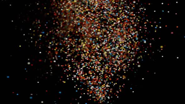 Multicolored Particles Fly After Being Exploded, Colorful Sprinkles ...