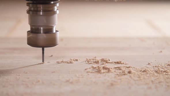 Concept of Production and Woodworking. Cutting Wood with a CNC Milling ...