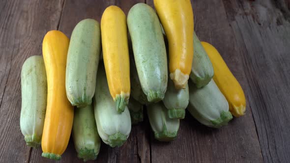 A Set of Multicolored Zucchini Yellow Green White Orange on the Table ...