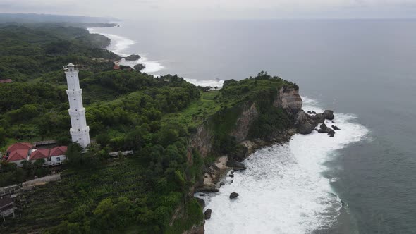 Aerial view of the lighthouse in Indonesian beach, Stock Footage ...