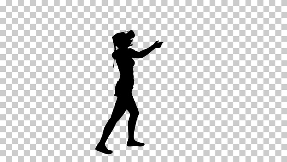 Silhouette Woman using VR Virtual Reality headset walking, Motion Graphics