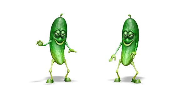 Two Cucumbers - Looped 3D Animation on White Background, Motion Graphics
