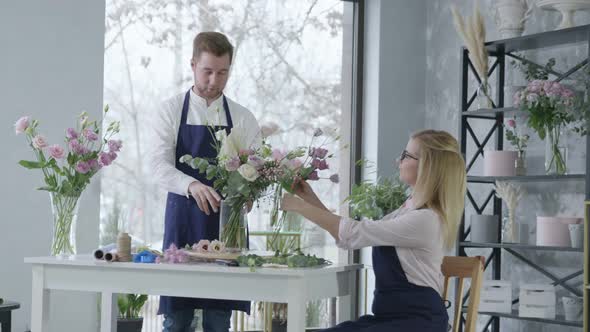 Teamwork, Specialists Young Female and Male Florists Are Working ...