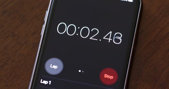 Numerical digital stopwatch with white number and black screen on ...