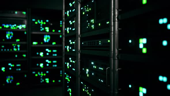 Modern Server Room with Supercomputers Light, Motion Graphics | VideoHive