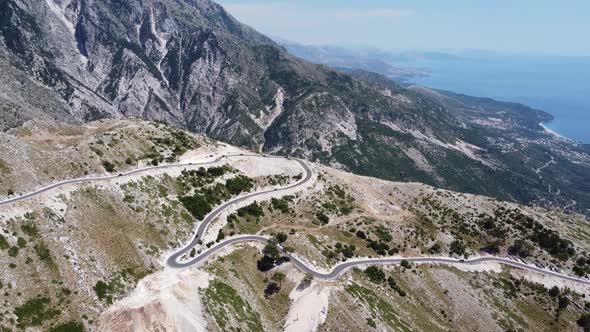 Road in the Mountains on the Llogara Pass in Albania, Stock Footage