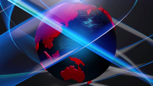 3d World Map motion with blue glass Background Loop, Motion Graphics