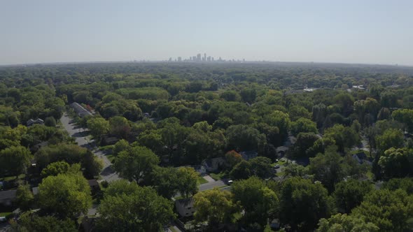 Minneapolis Minnesota Suburbs with Skyline View Aerial, Stock Footage