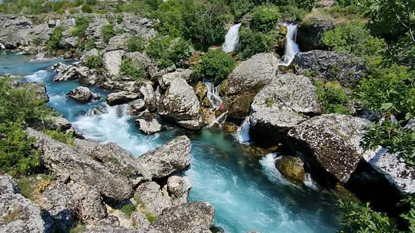 Niagara waterfall in Montenegro. Big and fast river turning into ...