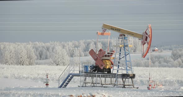 Oil Rig on Close-up Works in Harsh Conditions, Stock Footage | VideoHive