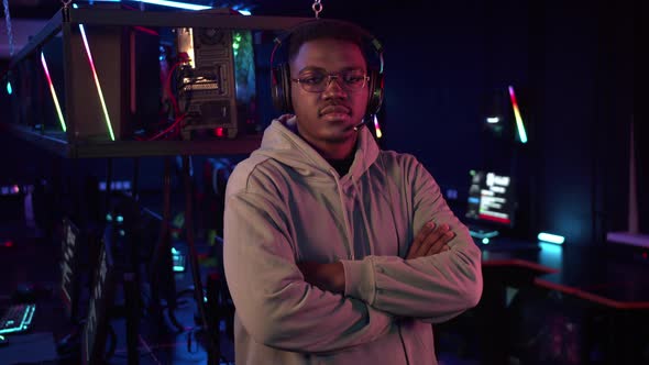 An African Gamer Poses for the Presentation of His Team at the Esports ...