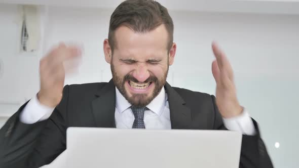 Frustrated Screaming Businessman Going Crazy at Work, Stock Footage