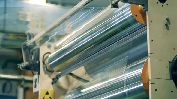 PVC Sheet Manufacturing Machine at a Modern Plastic Plant, Stock Footage