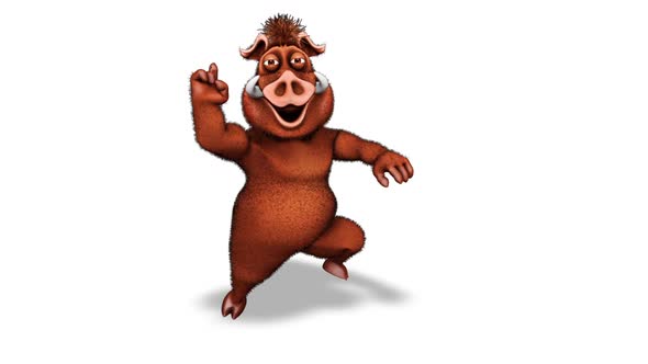 Cartoon Boar Dance Looped on White Background, Motion Graphics | VideoHive