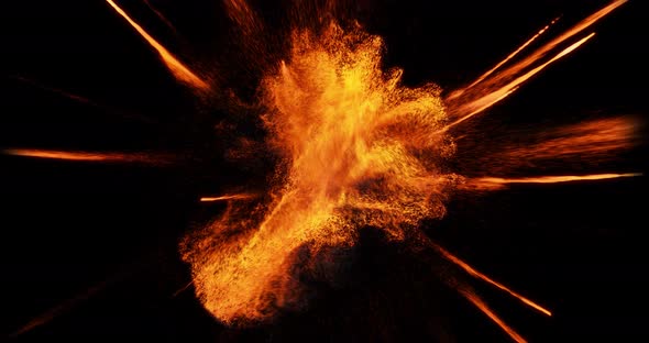 7 Mid air explosion, fireball with bursting projectile. alpha matte ...