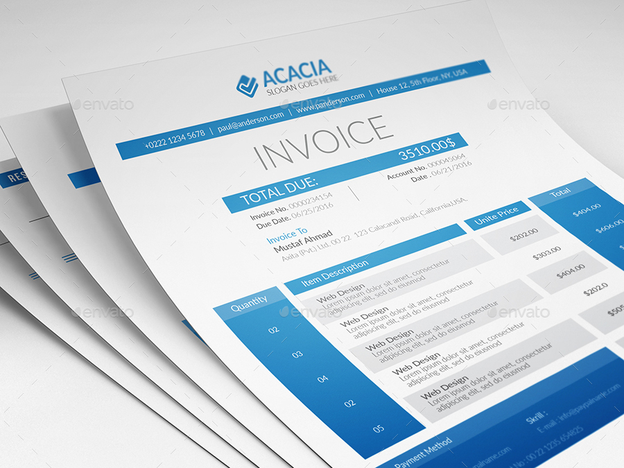 Simple and Sleek Invoice, Print Templates | GraphicRiver