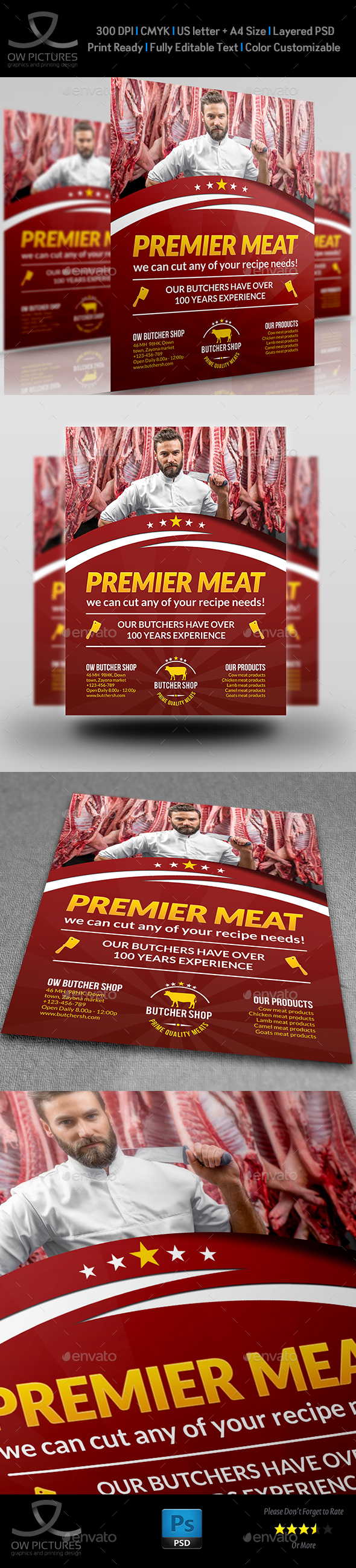 Butcher Shop Flyer Template by OWPictures | GraphicRiver