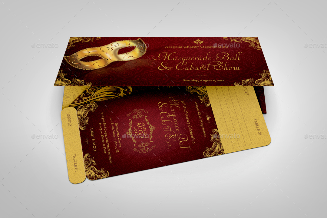 Masquerade Ball Ticket Plus Jacket Template, Print Templates | GraphicRiver