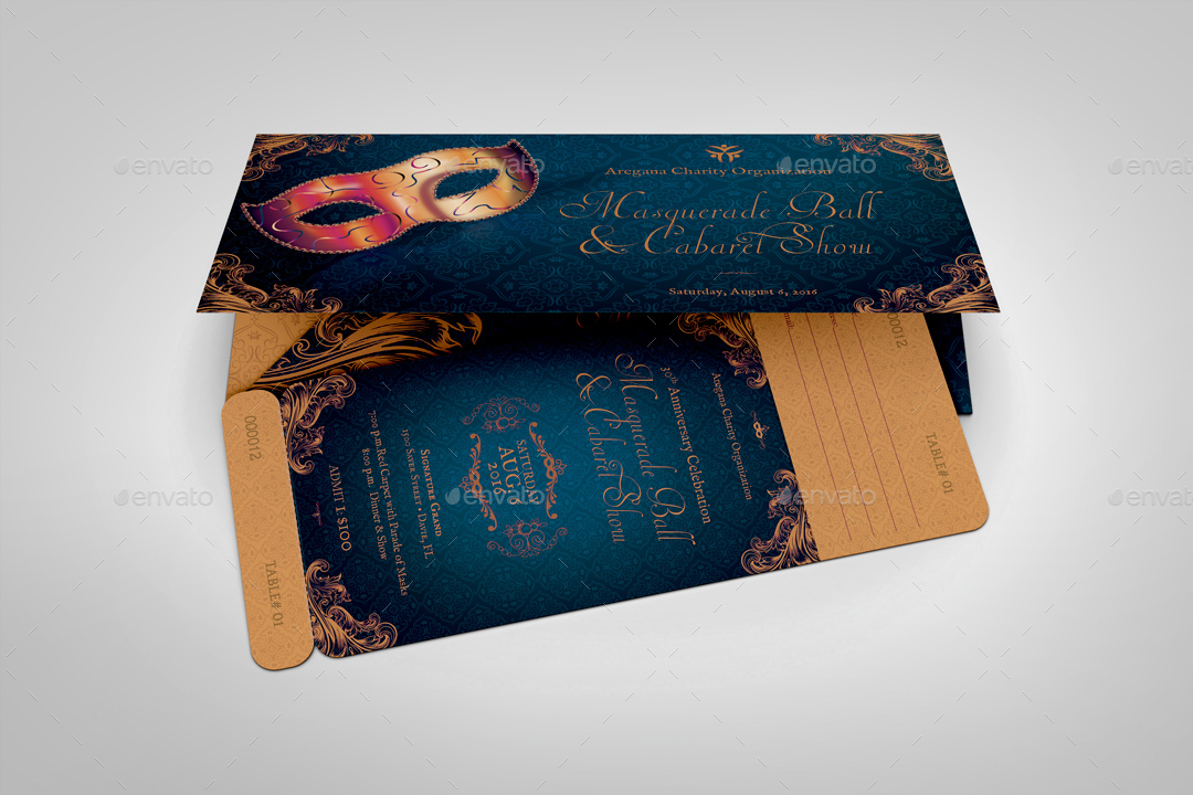 Masquerade Ball Ticket Plus Jacket Template, Print Templates | GraphicRiver