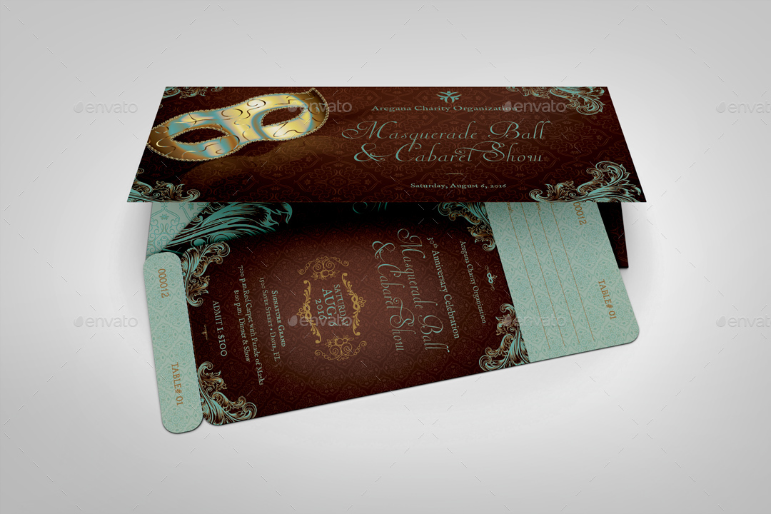 Masquerade Ball Ticket Plus Jacket Template, Print Templates | GraphicRiver
