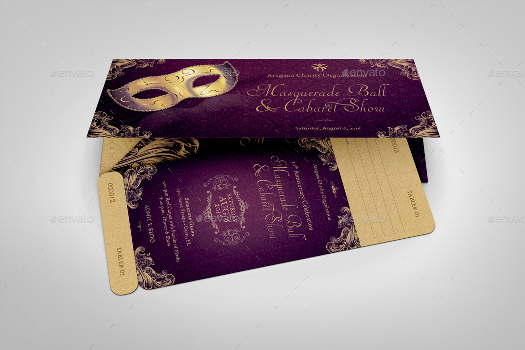 Masquerade Ball Ticket Plus Jacket Template, Print Templates | GraphicRiver