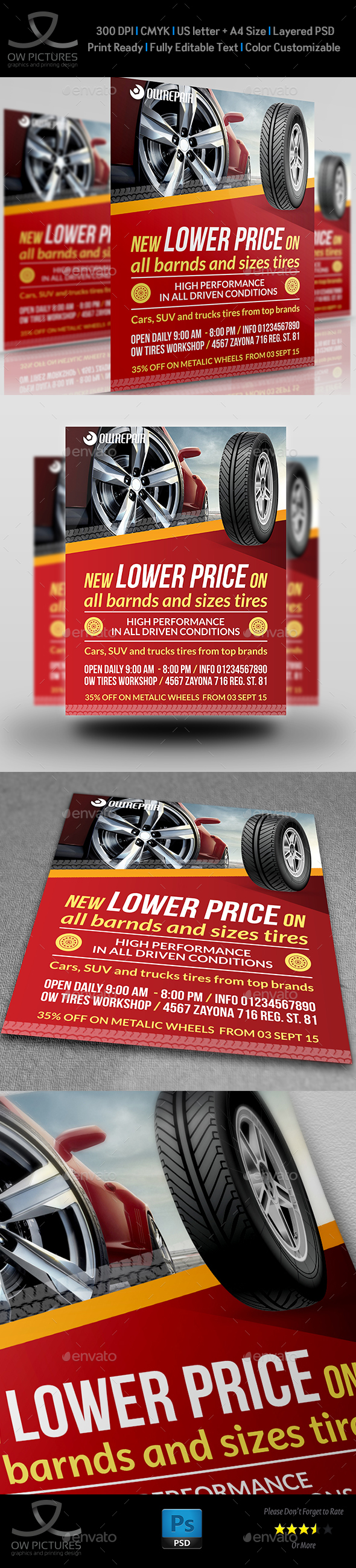 Tires Flyer Template by OWPictures | GraphicRiver