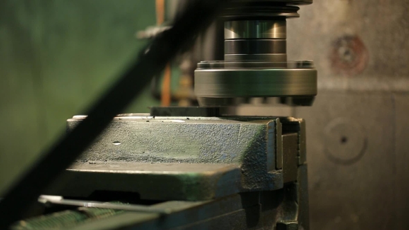 Process Of Machining Metal Parts On a Vertical Milling Machine., Stock ...