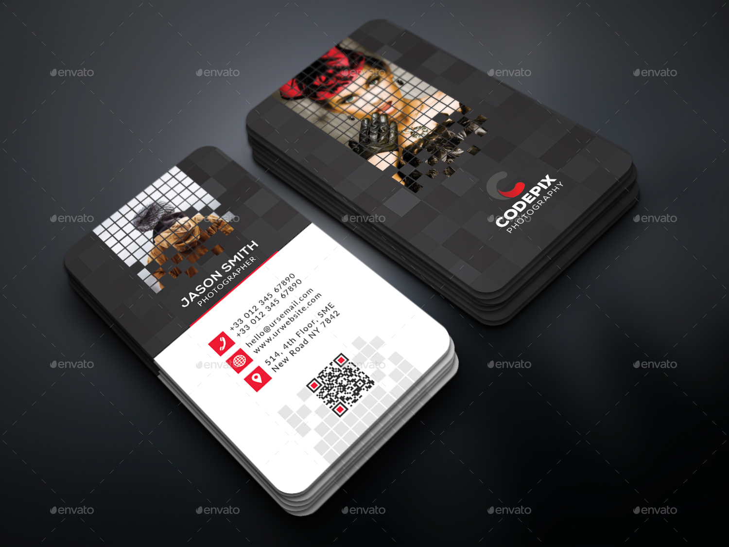 Pixel Photography Business Card, Print Templates | GraphicRiver