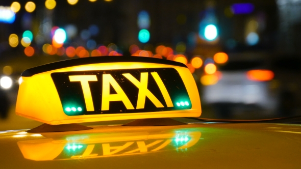 Taxi Driving With Motion Blur And City Lights., Stock Footage | VideoHive