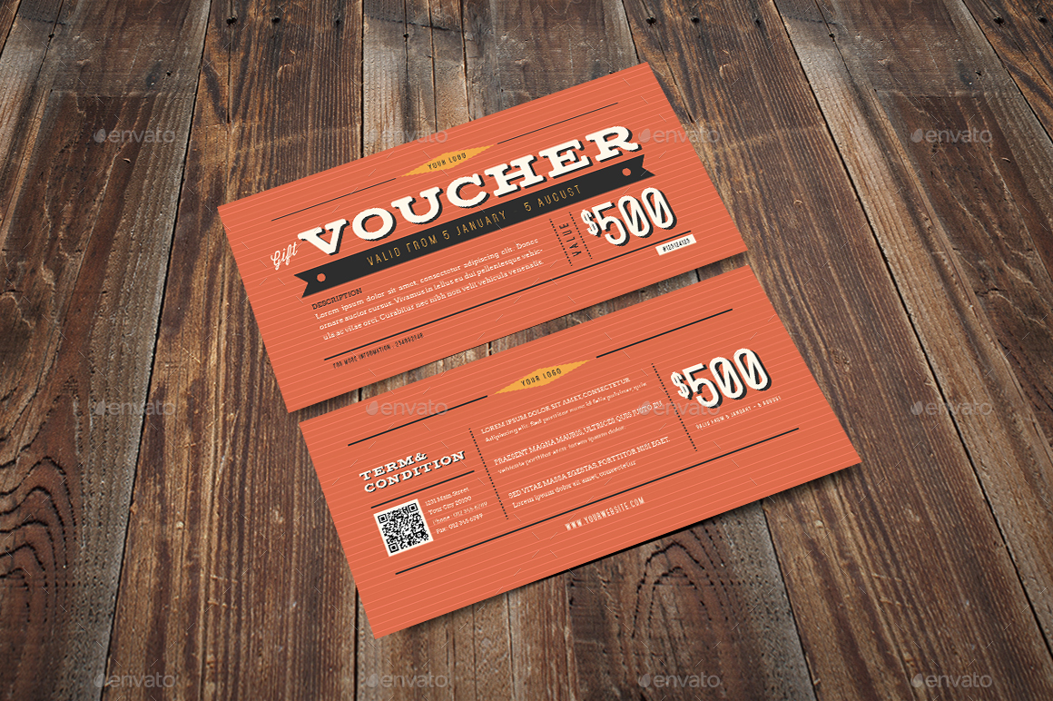 Vintage Hipster Voucher/Card, Print Templates | GraphicRiver