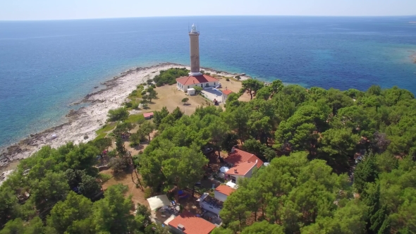 Aerial View Of Lighthouse Of Veli Rat On The Island Dugi Otok, Stock ...