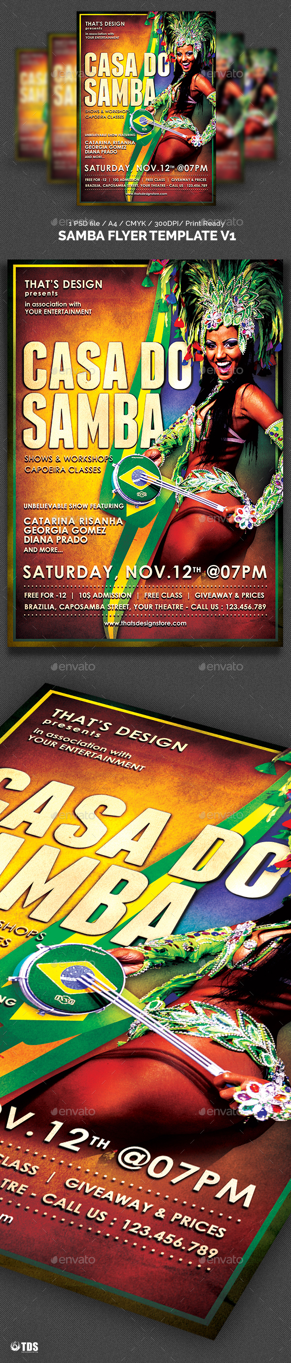 Samba Flyer Template by lou606 | GraphicRiver