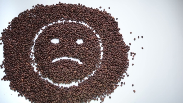 Sad Smiley Made Of Coffee Beans Becoming Happy, Stock Footage | VideoHive