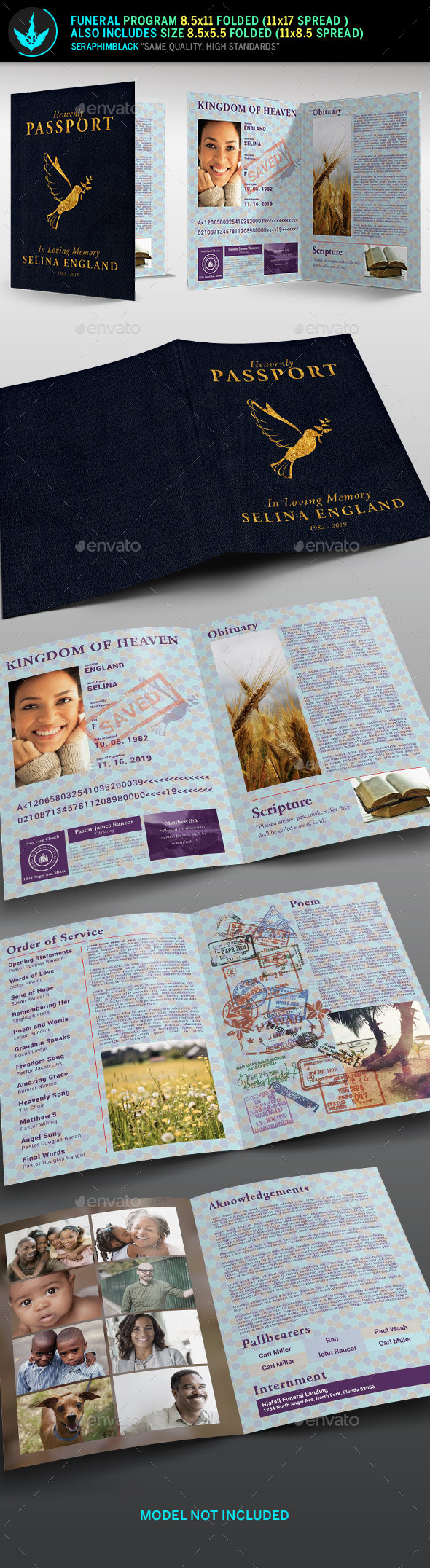 Passport Funeral Program Template by SeraphimBlack | GraphicRiver