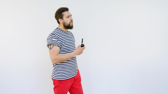 Handsome Seaman With a Beard Smoking a Pipe, Stock Footage | VideoHive