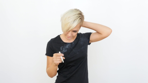 Sad Depressed Girl Crying Smoking, Stock Footage | VideoHive