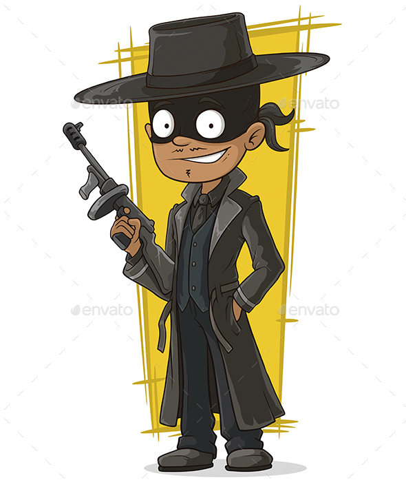 Cartoon Bank Robber in Black Mask by GB_Art | GraphicRiver