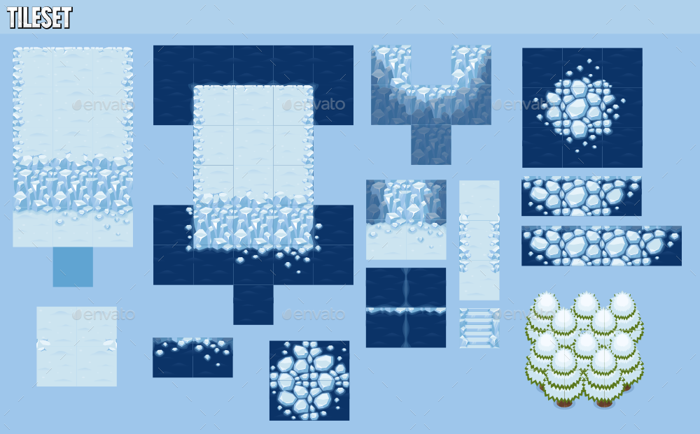 Winterland - Top Down Tileset, Game Assets | GraphicRiver