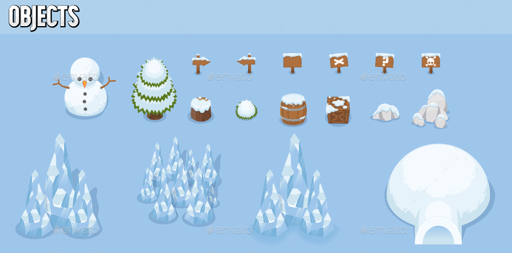 Winterland - Top Down Tileset, Game Assets | GraphicRiver