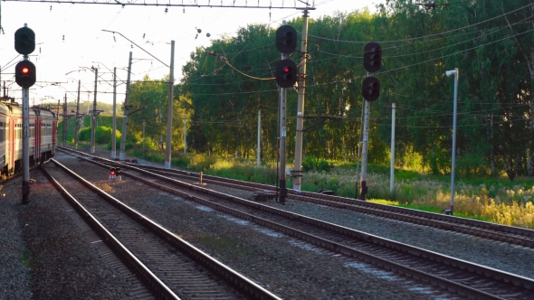 Suburban Train At Sunset, Stock Footage | VideoHive
