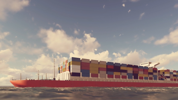 Cargo Container Ship On The Sea Animation, Motion Graphics | VideoHive