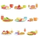 Breakfast Meal Different Sets, Vectors | GraphicRiver