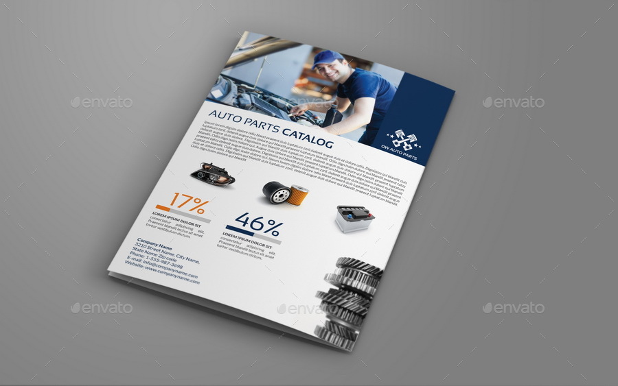 Auto Parts Catalog Bi-Fold Brochure Template Vol.2, Print Templates