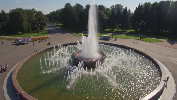 Aerial View Of The Fountain In The Park, Stock Footage | VideoHive