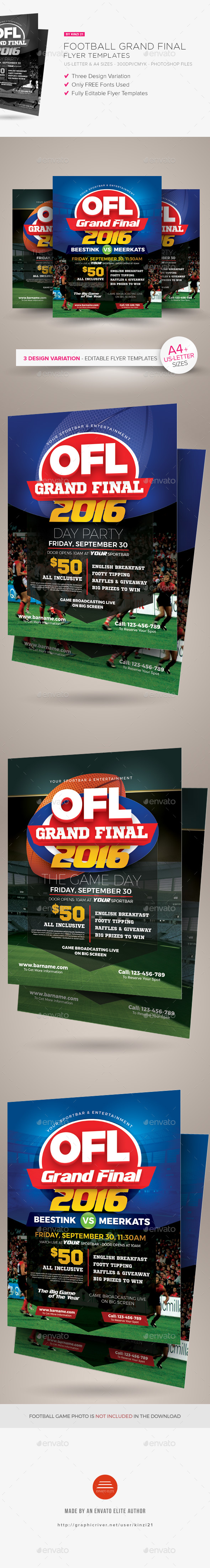 Football Grand Final Flyer Templates by kinzi21 | GraphicRiver
