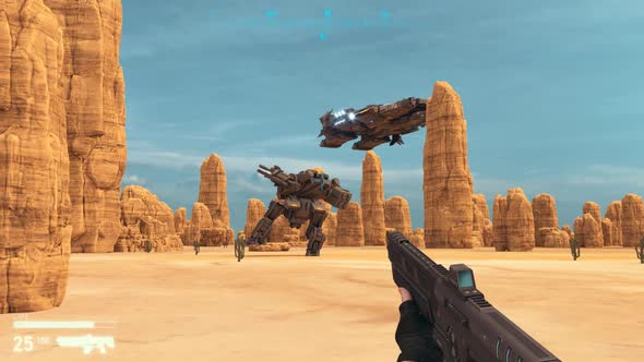 Sci-Fi First Person Shooter 3D Video Game Simulation, Motion Graphics