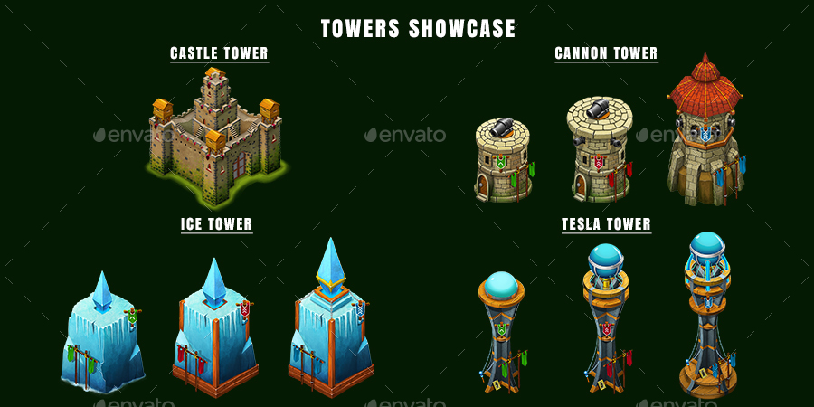 Isometric Tower Defense Game Kit 3 of 3 w character sprites & more by ...