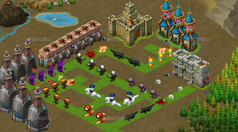 Isometric Tower Defense Game Kit 1 of 3 w character sprites & more by ...